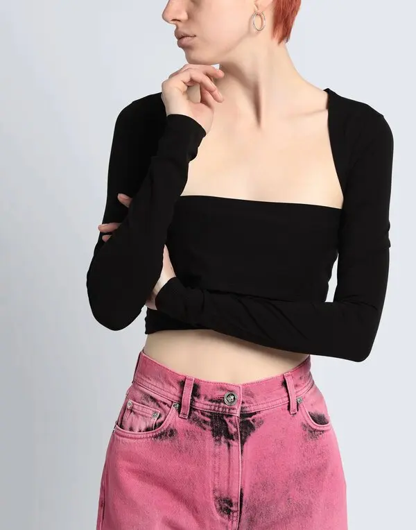 Dolce & Gabbana Long Sleeve Square Neck Cropped Top