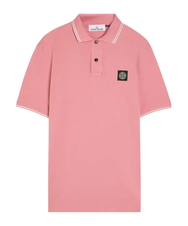 Stone Island Solid Color Cotton Polo Shirt