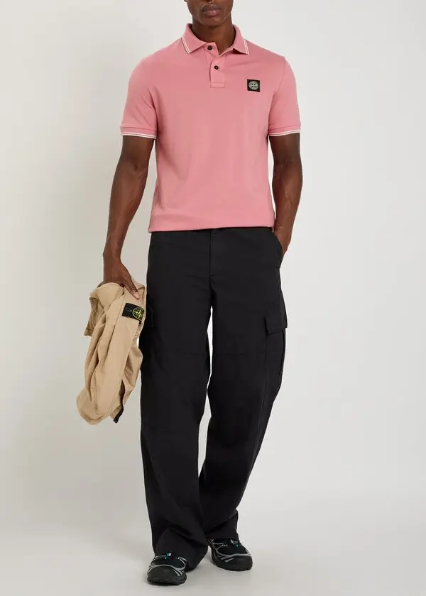 Stone Island Solid Color Cotton Polo Shirt