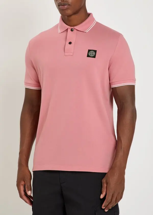 Stone Island Solid Color Cotton Polo Shirt