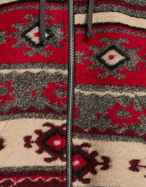 DIESEL® Woolen Printed Zip-up Hooded Cape