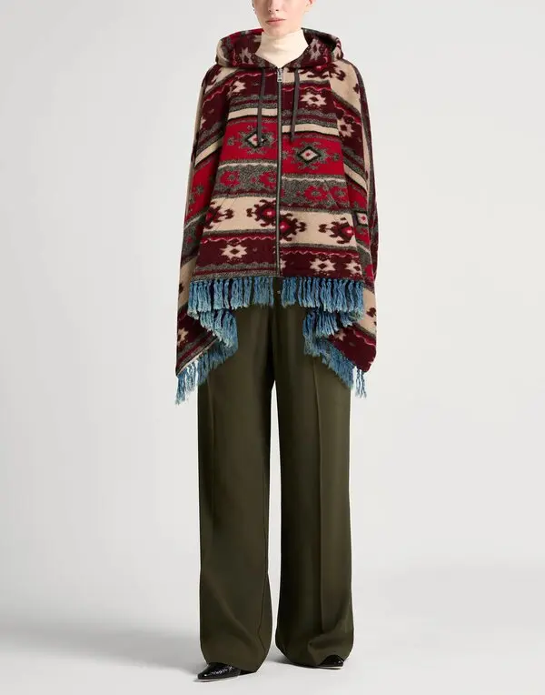 DIESEL® Woolen Printed Zip-up Hooded Cape