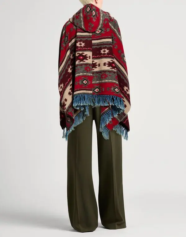 DIESEL® Woolen Printed Zip-up Hooded Cape