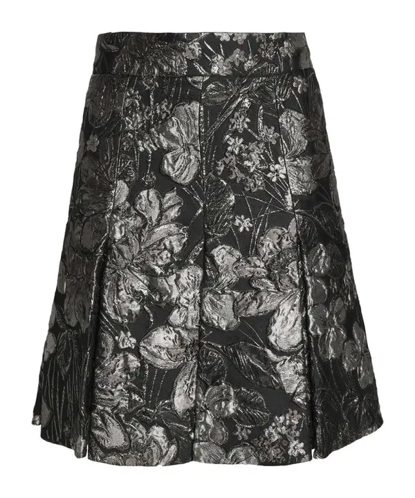 Dolce & Gabbana Floral Jacquard Midi Skirt - Black