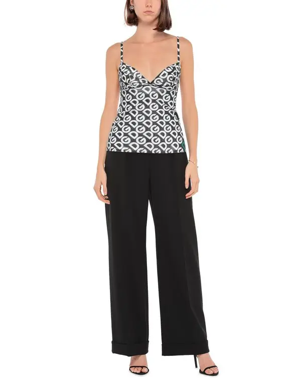 Dolce & Gabbana Logo Print Sleeveless Deep Neck Top