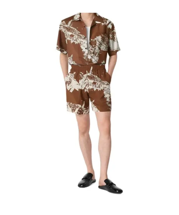 Bottega Veneta Italian Postcard Printed Silk Shantung Shorts