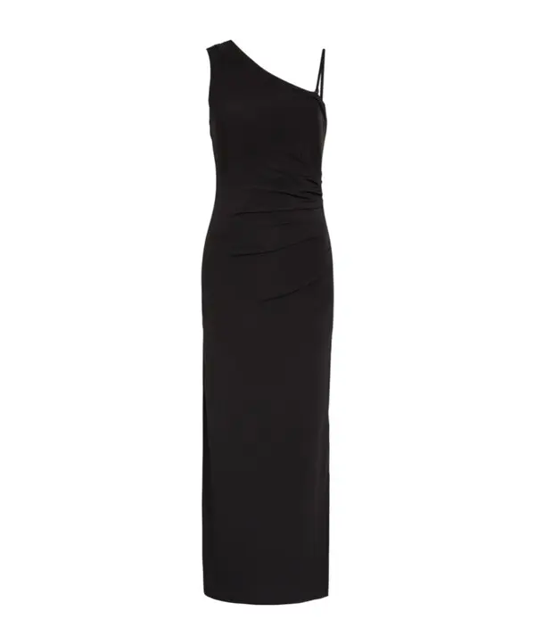 Max Mara One-shoulder Gathered Stretch-jersey Midi Dress - Black