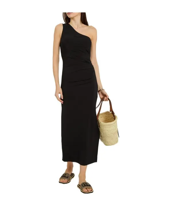 Max Mara One-shoulder Gathered Stretch-jersey Midi Dress