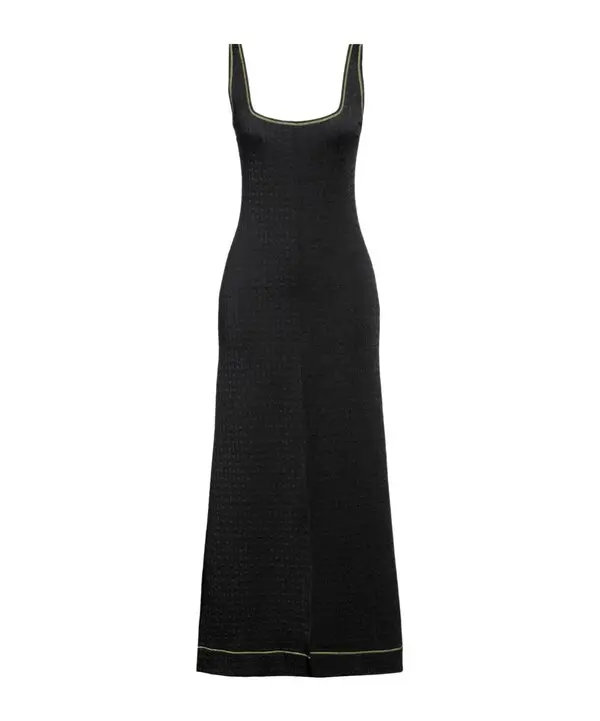 GANNI Fitted Embroidered Round Neck Sleeveless Maxi Dress