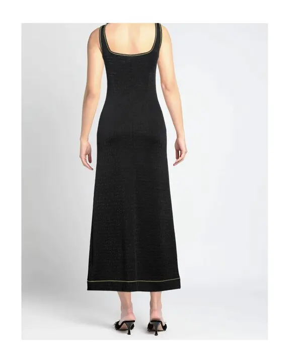 GANNI Fitted Embroidered Round Neck Sleeveless Maxi Dress