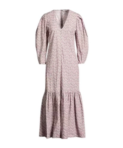 GANNI Floral Print V-neck Long Sleeve Maxi Dress