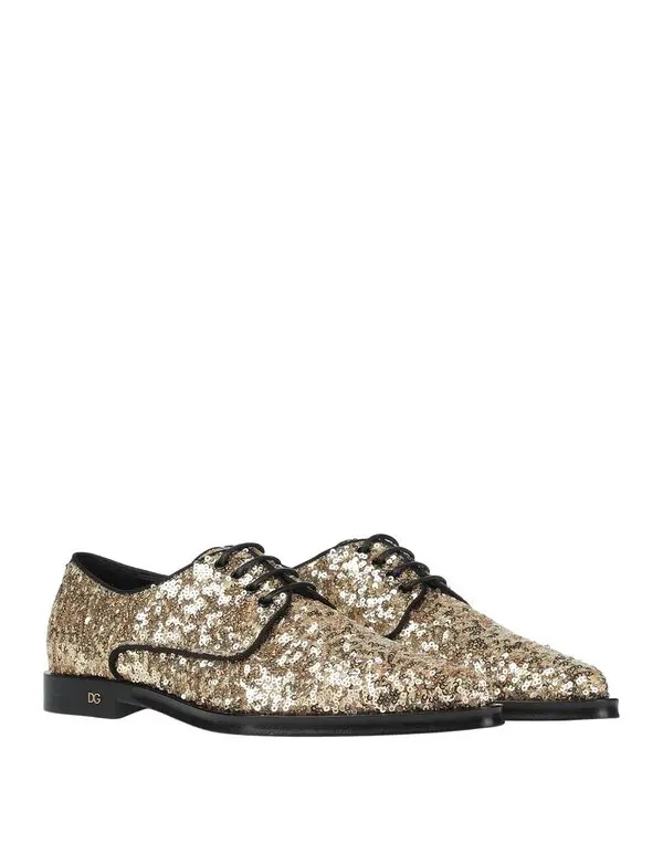 Dolce & Gabbana Pointed-toe Sequined Lace-up Flats