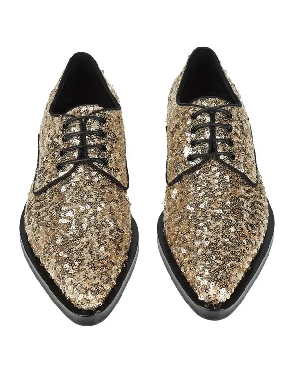 Dolce & Gabbana Pointed-toe Sequined Lace-up Flats