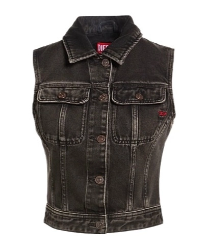 DIESEL® Sleeveless Denim Vest With Button Fastenings And Flap Pockets