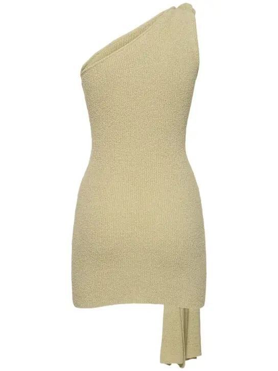 AYA MUSE One-shoulder Draped Knitted Dress - Nude