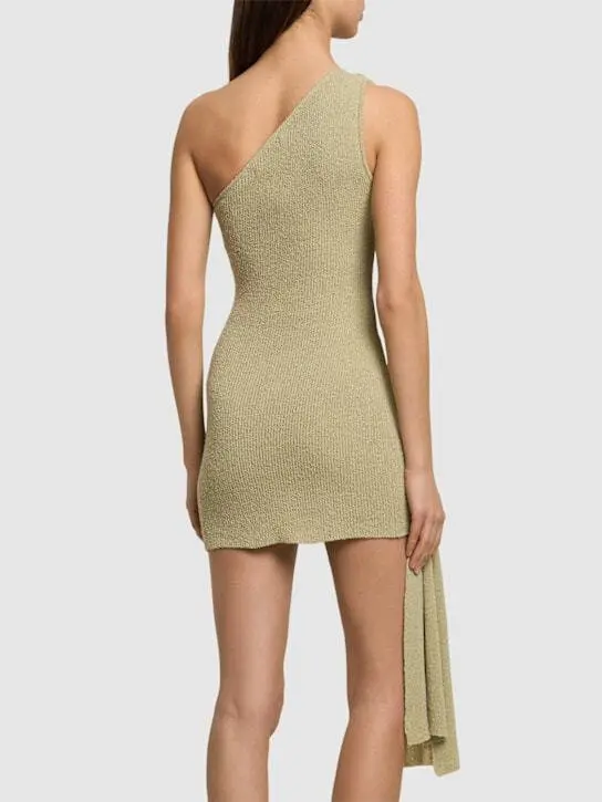 AYA MUSE One-shoulder Draped Knitted Dress - Nude