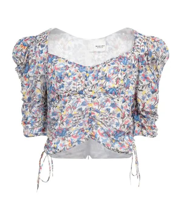 Isabel Marant Étoile Floral Print Sweetheart Neckline Cropped Top - White