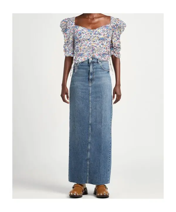 Isabel Marant Étoile Floral Print Sweetheart Neckline Cropped Top - White