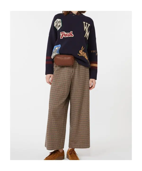 Max Mara Houndstooth Wide Leg Pants
