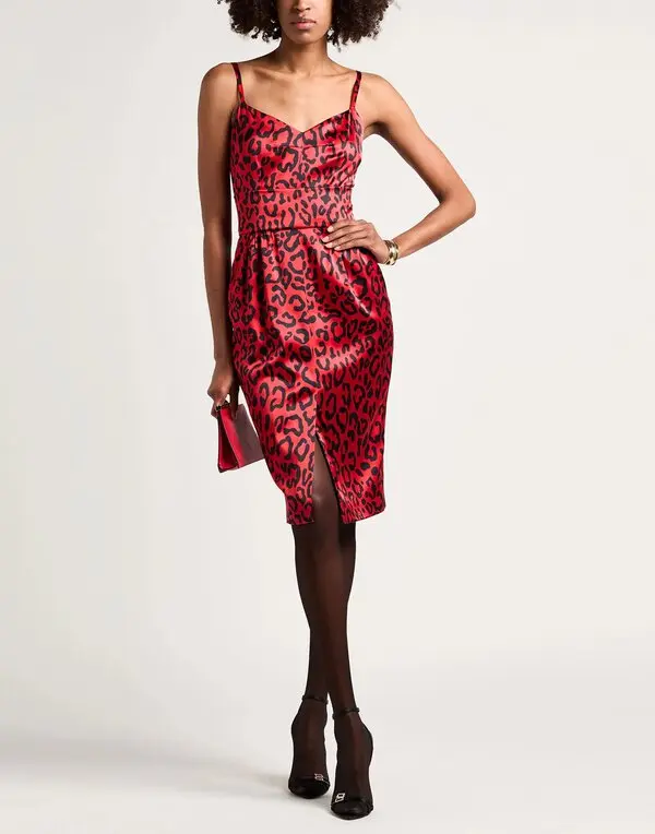 Dolce & Gabbana Leopard Print Sling Bodycon Dress
