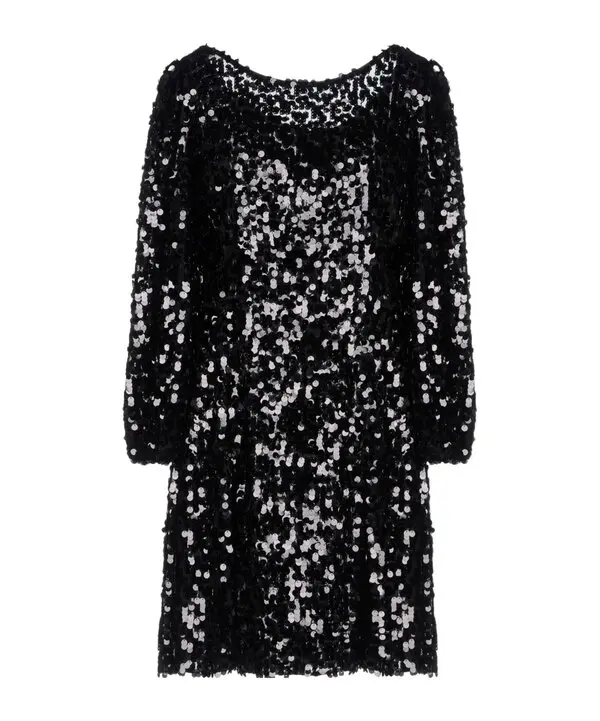 Dolce & Gabbana Sequin Mesh Long-sleeve Dress