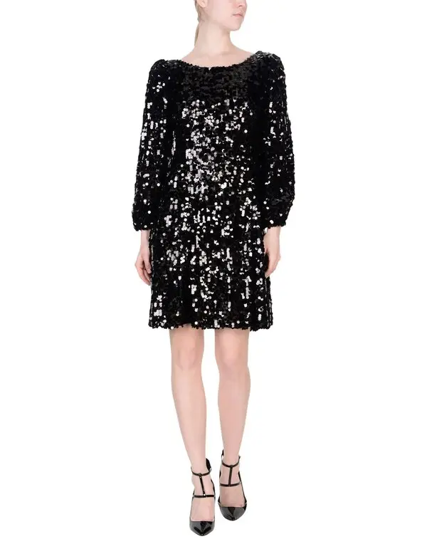 Dolce & Gabbana Sequin Mesh Long-sleeve Dress