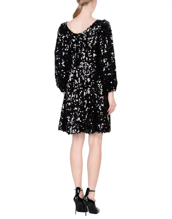 Dolce & Gabbana Sequin Mesh Long-sleeve Dress