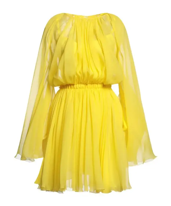 Dolce & Gabbana Ruched Long Sleeve Dress - Yellow