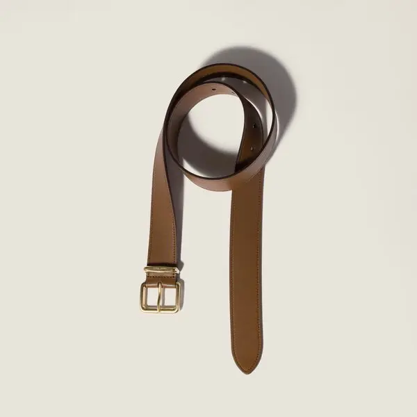 Miu Miu Nappa Leather Belt With Metal Buckle - Oak