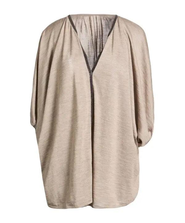 Brunello Cucinelli V-neck Three-quarter Sleeve Embellished Top