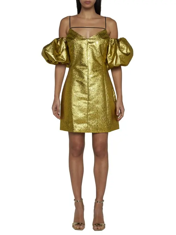 Stine Goya Metallic Bubble Sleeve Dress