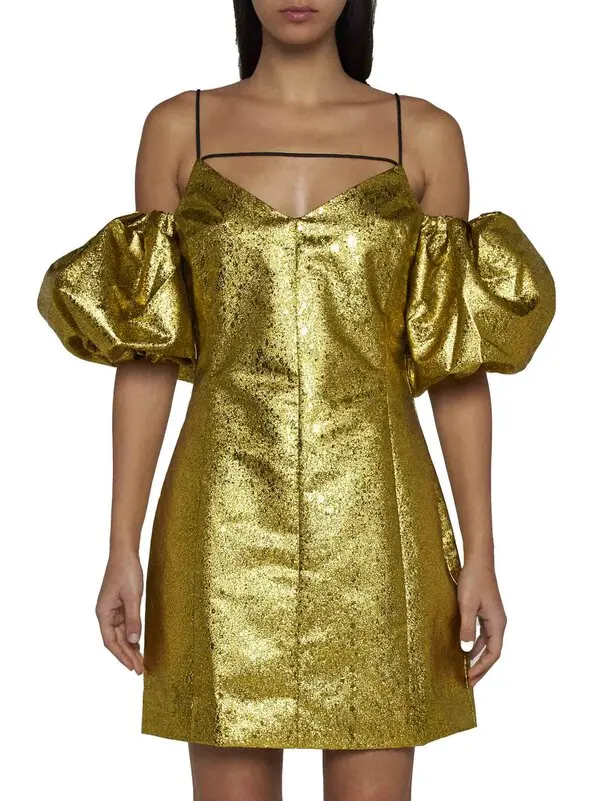 Stine Goya Metallic Bubble Sleeve Dress