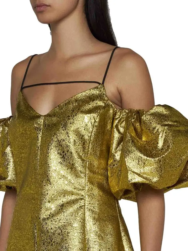 Stine Goya Metallic Bubble Sleeve Dress