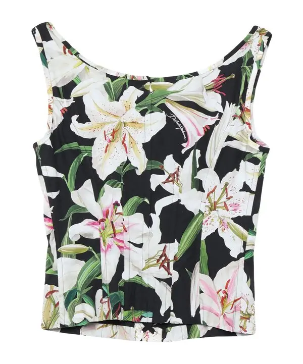 Dolce & Gabbana Floral Sleeveless Corset Top - White