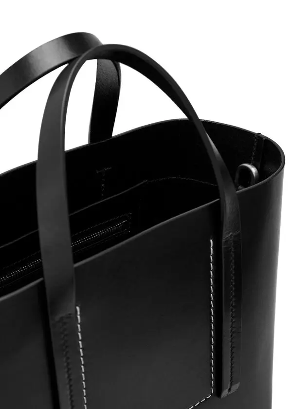Rick Owens Shopper Small Leather Tote Bag