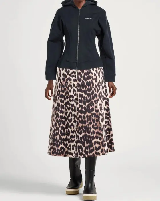 GANNI Embroidered Logo Zip-up Hoodie