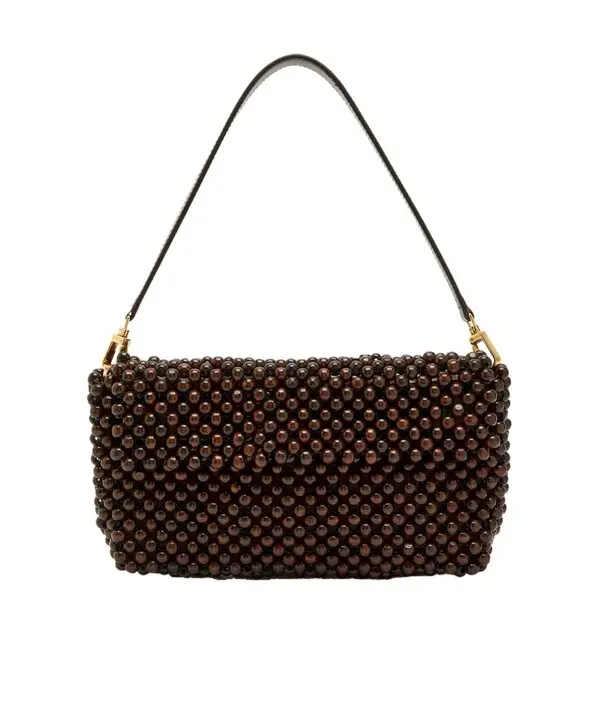 Staud Timmy Beaded Shoulder Bag - Black