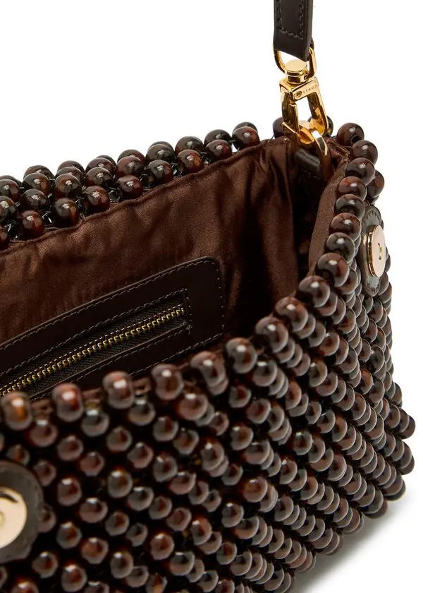 Staud Timmy Beaded Shoulder Bag - Black