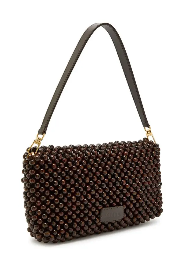 Staud Timmy Beaded Shoulder Bag - Black