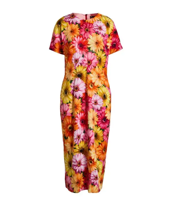 Dolce & Gabbana Floral Print Crewneck Midi Dress