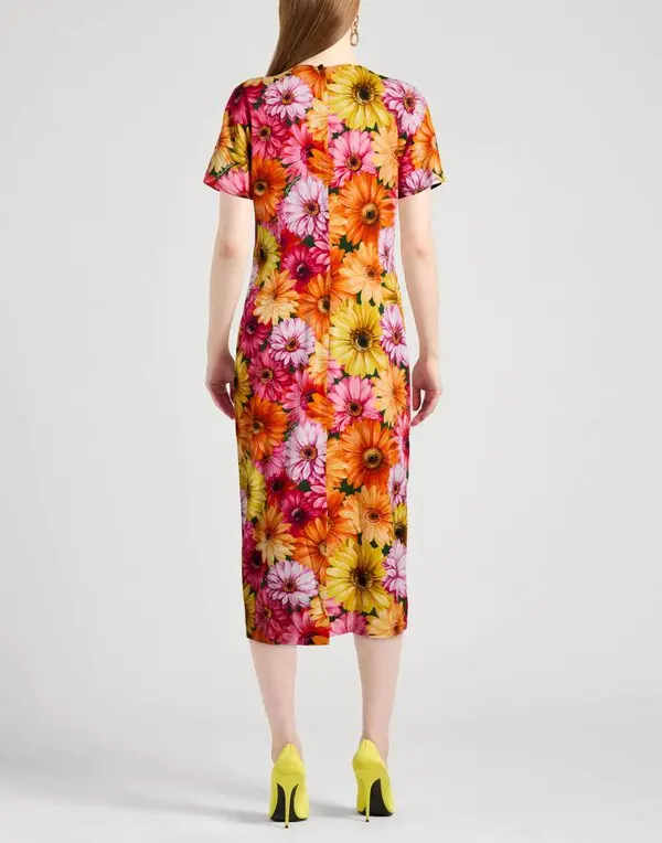 Dolce & Gabbana Floral Print Crewneck Midi Dress