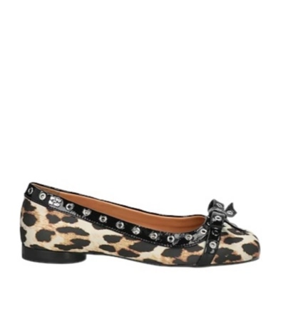 GANNI Ballet Flats With Leopard Print And Bow Detailing