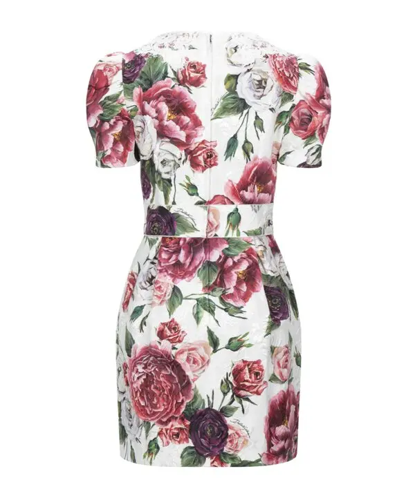 Dolce & Gabbana Floral Lace Short Sleeve Fitted Dress