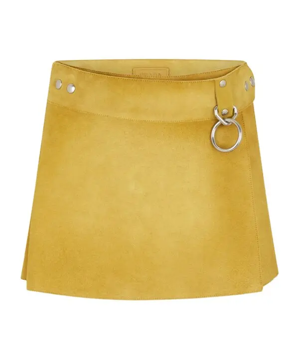 Prada Suede Mini Skirt With Metal Ring Detail