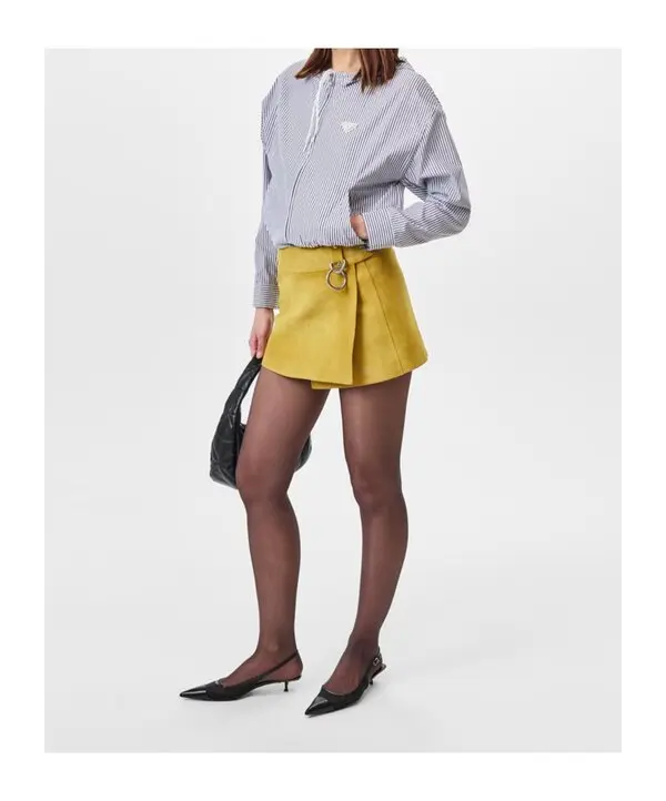 Prada Suede Mini Skirt With Metal Ring Detail