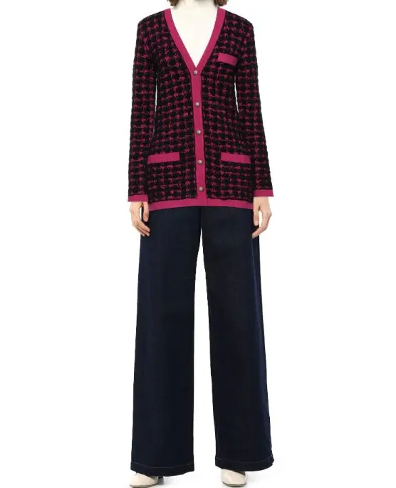 Saint Laurent V-neck Long Sleeve Cardigan With Button Placket And Pockets