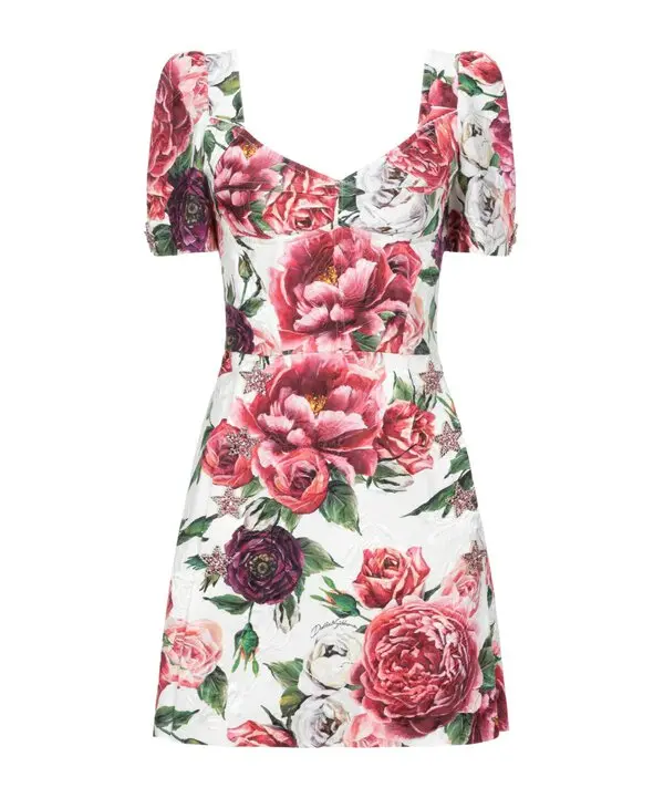 Dolce & Gabbana Floral Jacquard A-line Mini Dress - Multicolor
