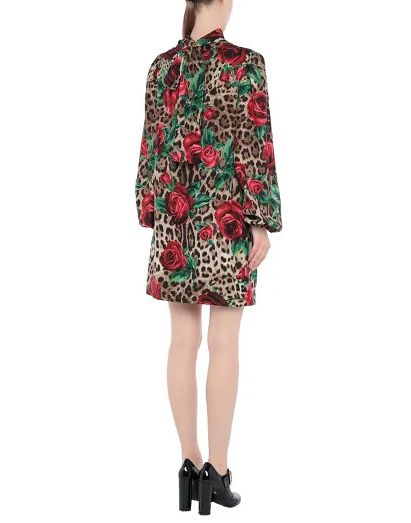 Dolce & Gabbana Leopard And Rose Print Long Sleeve Dress