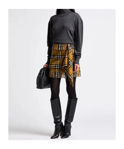 Burberry Plaid Skirt With Fringe Trim