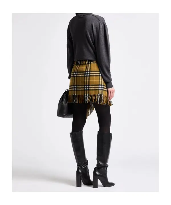 Burberry Plaid Skirt With Fringe Trim